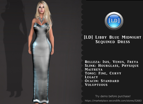 Second Life Marketplace - [LD] Libby Blue Midnight Sequined Dress